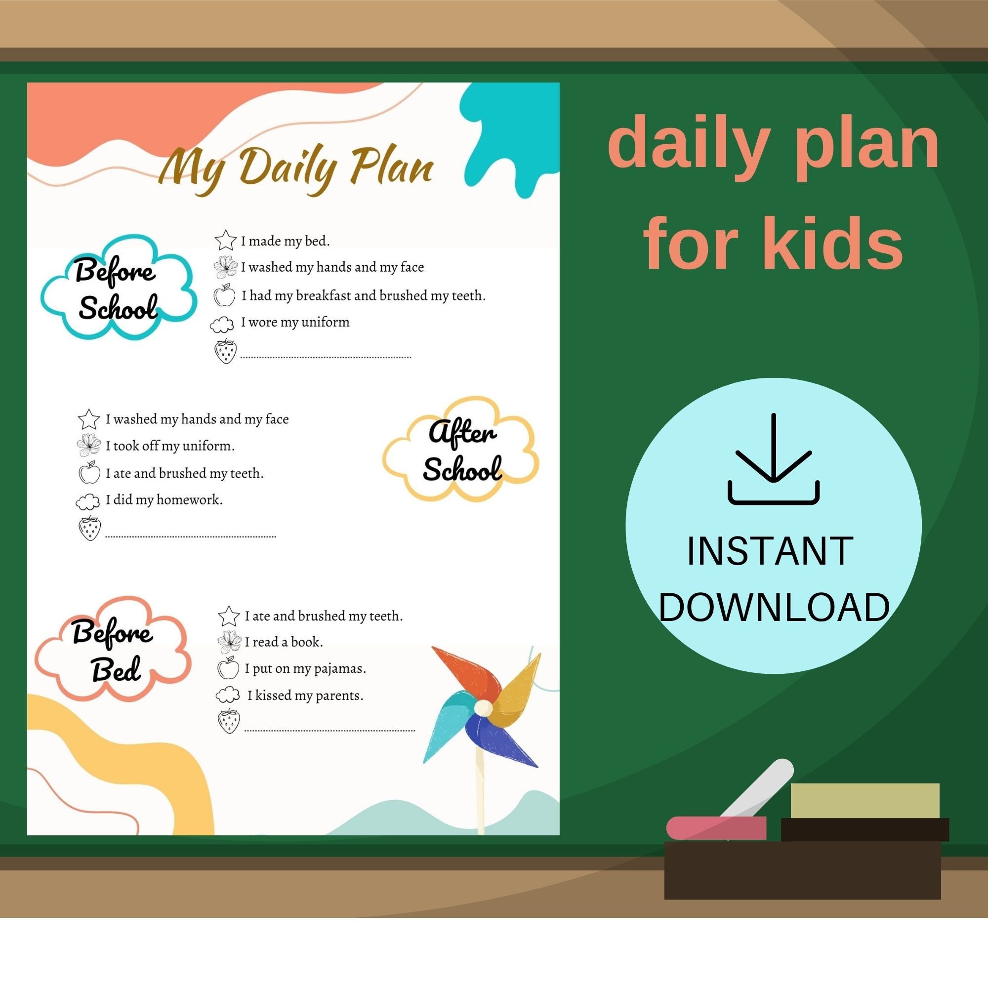 Daily Plan for Kids Kids Daily Journal Printable Journal - Etsy