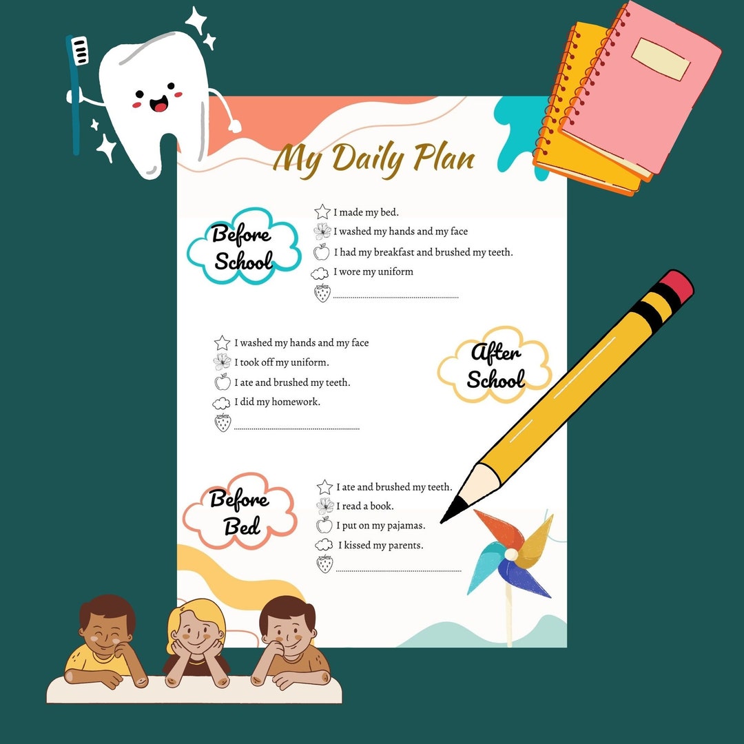 Daily Plan for Kids Kids Daily Journal Printable Journal - Etsy
