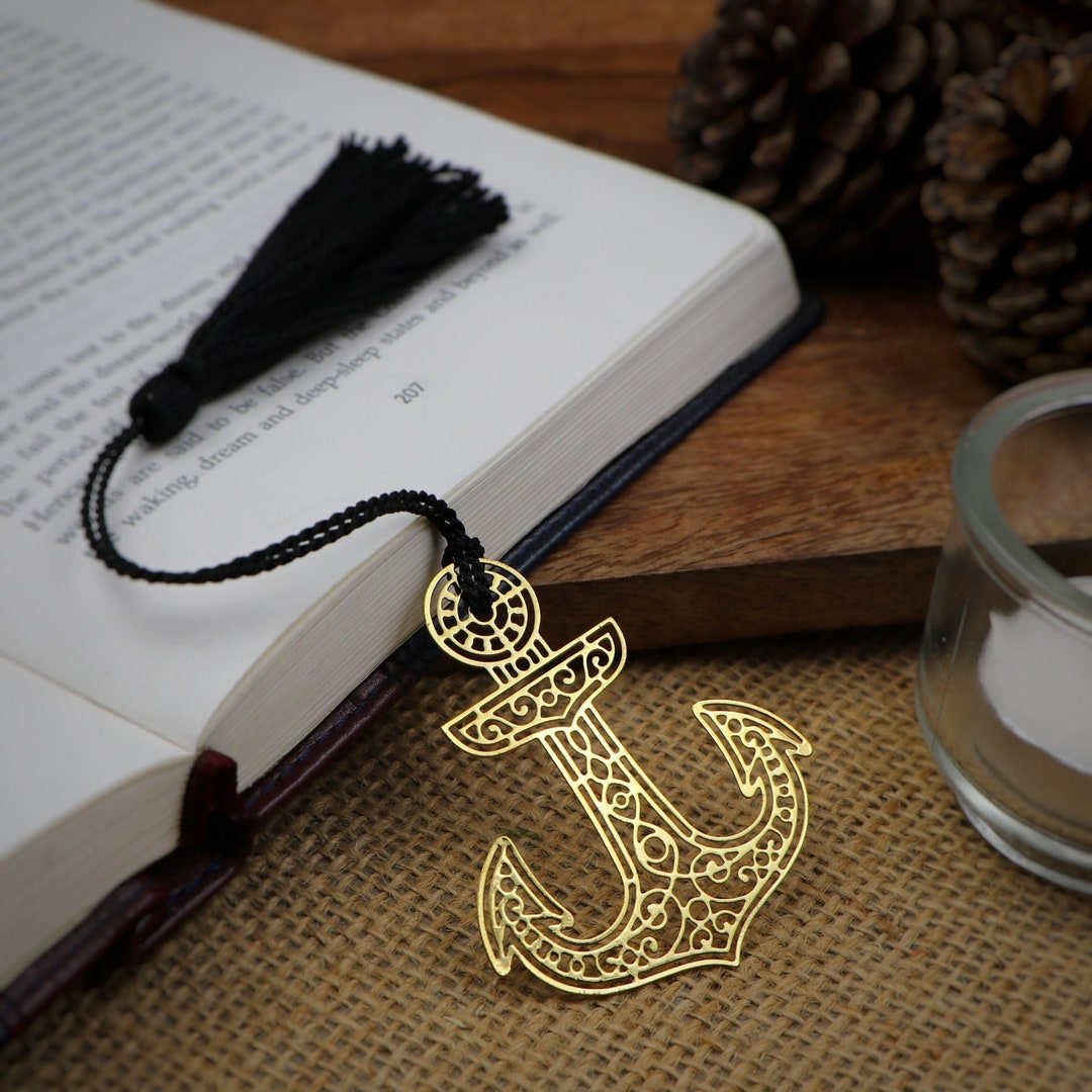 Gold Plated Anchor Bookmark: Metal Tassel, Bookish Gift - Etsy