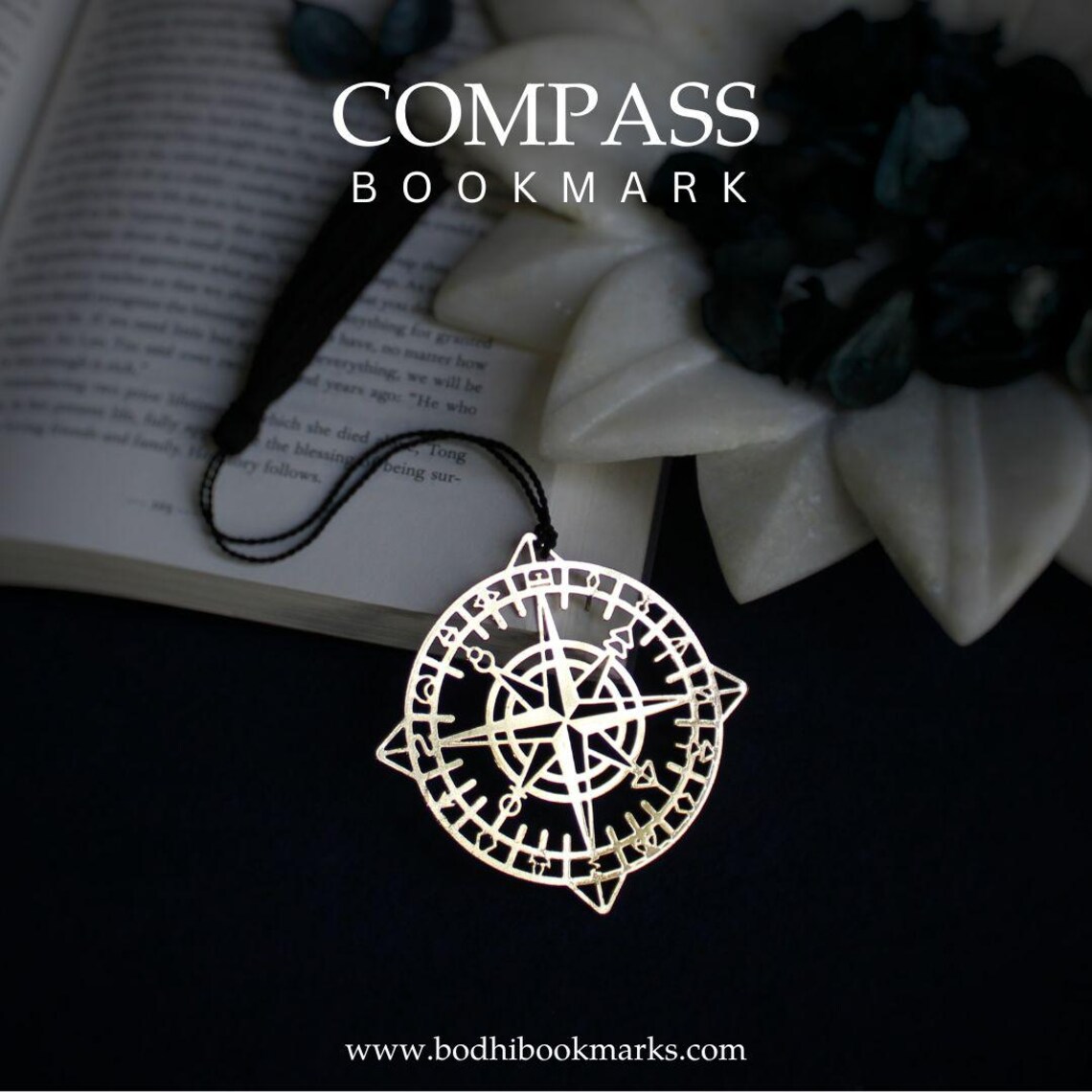 Brass Compass Bookmark: Vintage Navigation Symbol With Tassel - Etsy