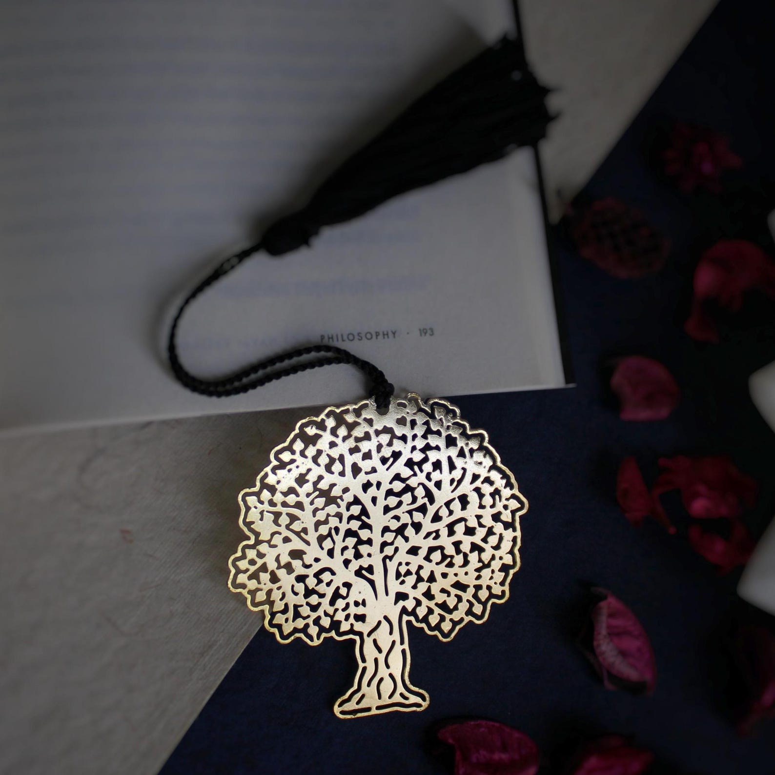 Handcrafted Brass Bodhi Tree Bookmark - Unique Metal Bookmark for ...