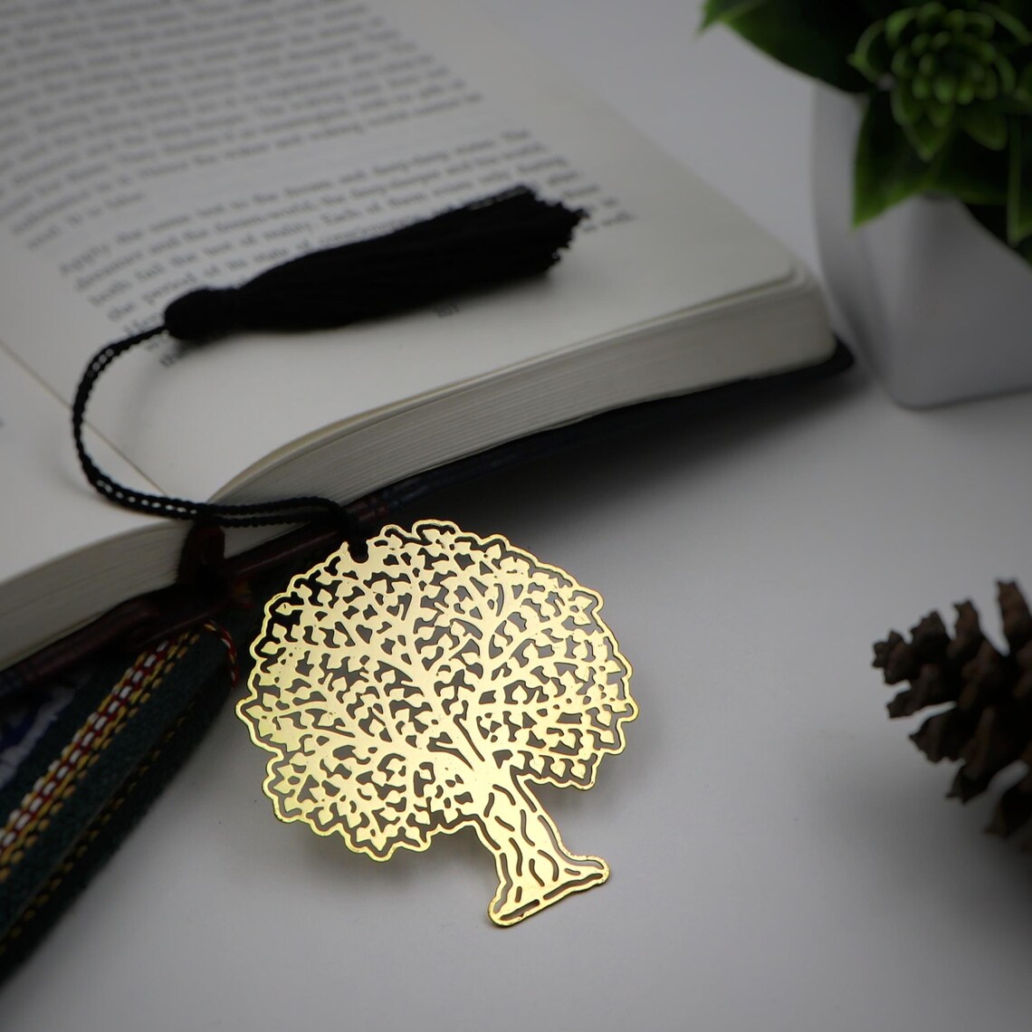Handcrafted Brass Bodhi Tree Bookmark - Unique Metal Bookmark for ...