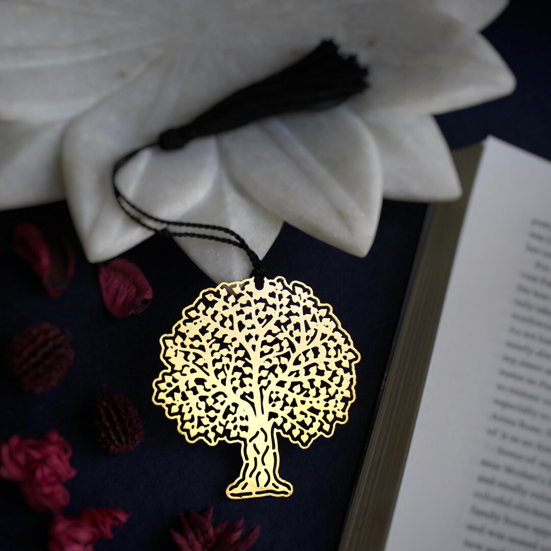 Handcrafted Brass Bodhi Tree Bookmark - Unique Metal Bookmark for ...