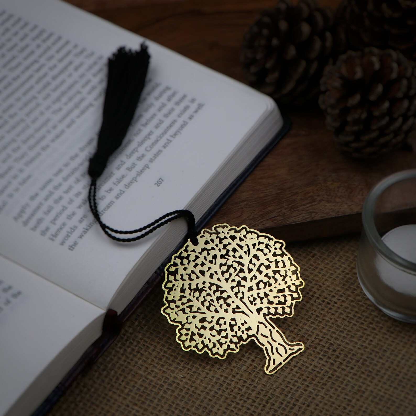 Handcrafted Brass Bodhi Tree Bookmark - Unique Metal Bookmark for ...