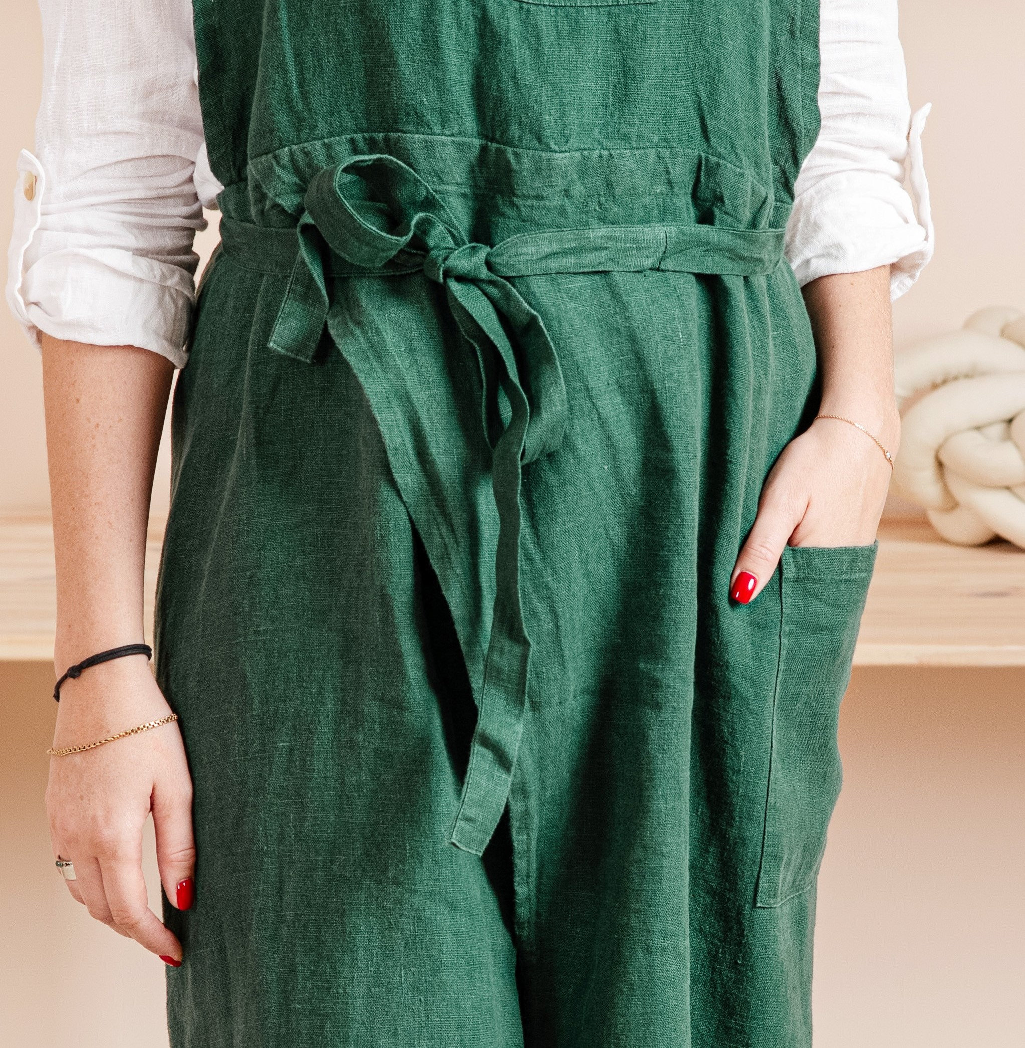 Linen Pottery Apron Split Leg. Linen Apron With Pockets for Women and ...