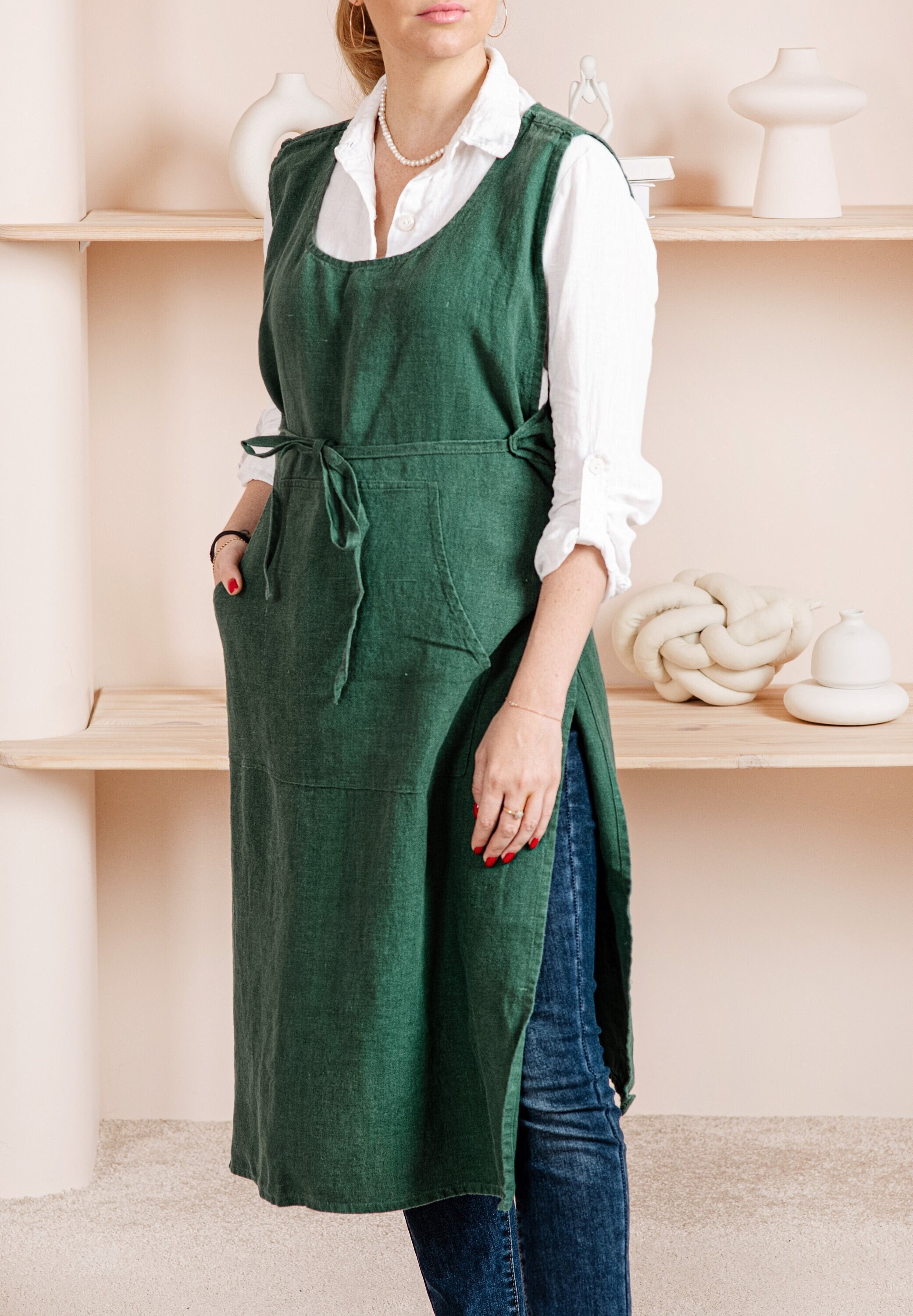 Linen Cobbler Apron for Women and Men. Cobbler Linen Apron With Pockets ...