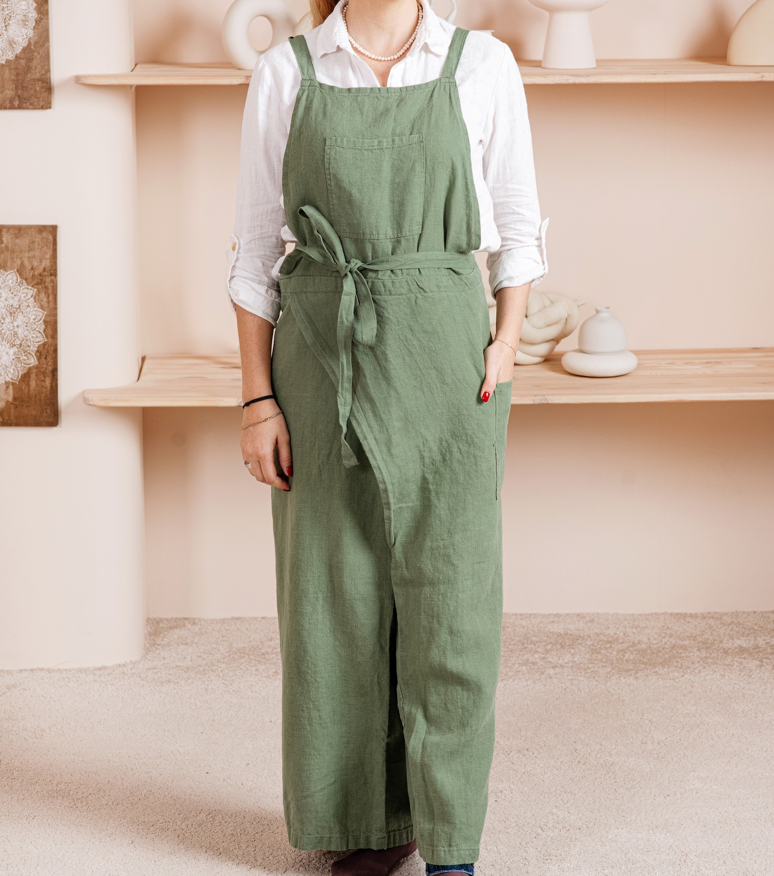 Linen Pottery Apron, Split Leg, Artist Smock, Stonewashed - Etsy