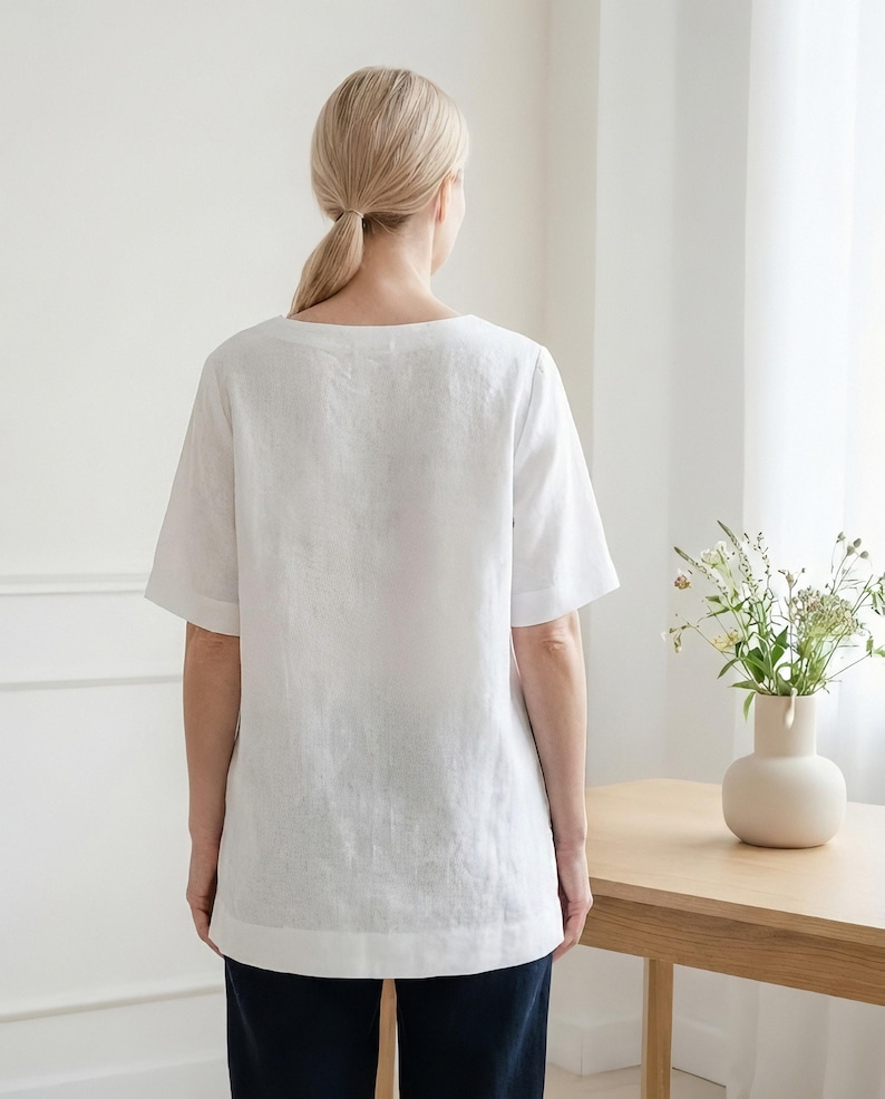 Custom Size Linen T-shirt | Breathable European Flax Top | Relaxed ...