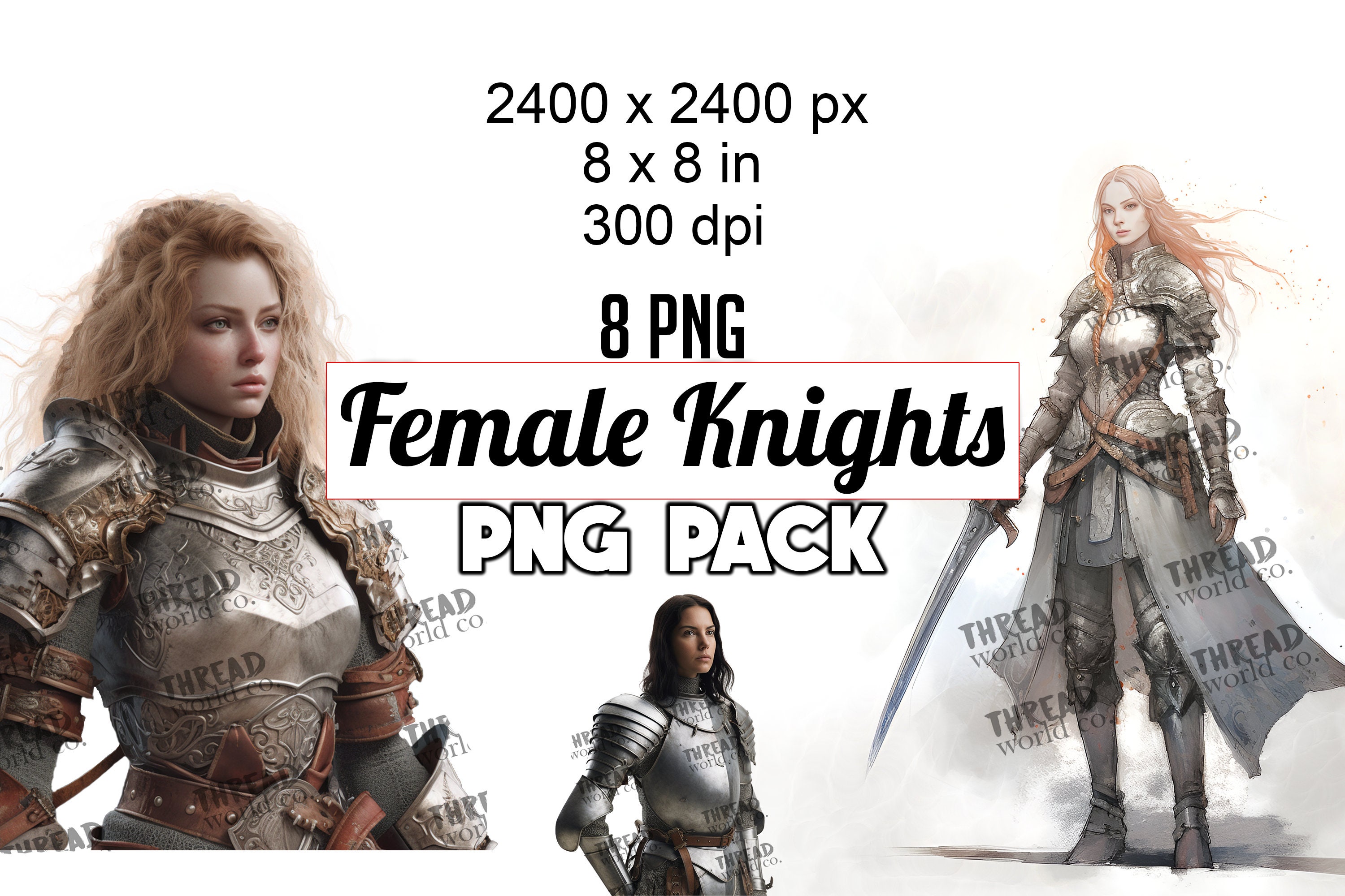 8 Female Knights PNG Pack, Medieval Clipart, Heroic Women Download - Etsy