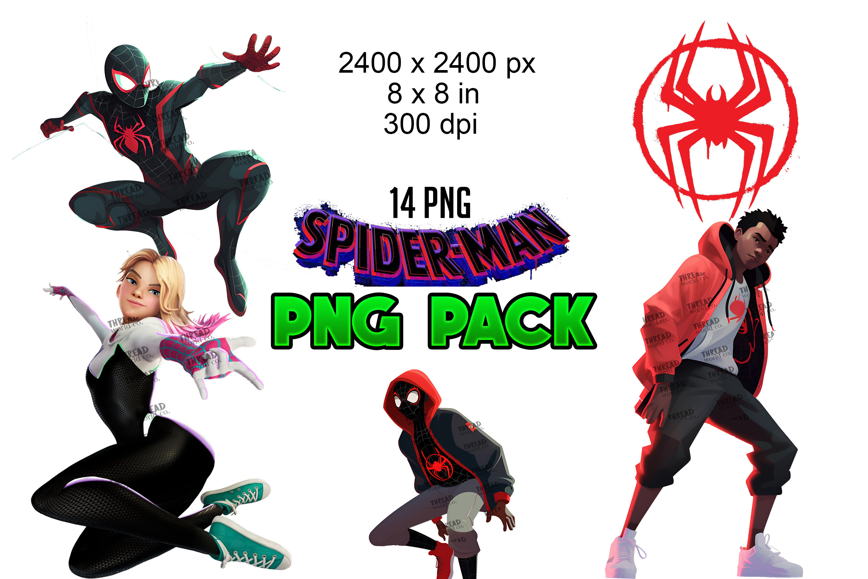 14 Spiderverse PNG Pack, Miles Morales, Gwen Stacy, Spiderman Clipart ...