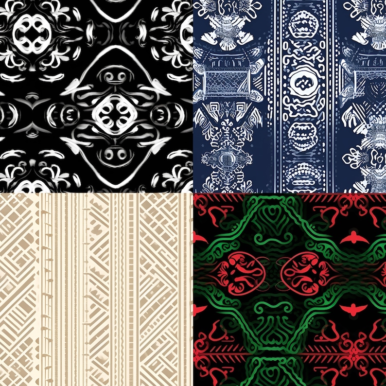 8 Hmong Batik Seamless Papers Digital Repeating Patterns - Etsy