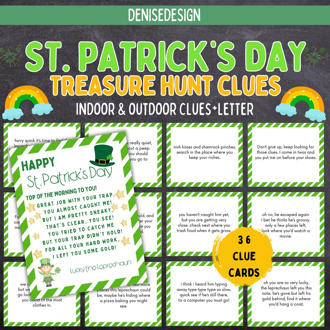 Leprechaun Treasure Hunt,leprechaun Letter,st Patricks Day Treasure ...