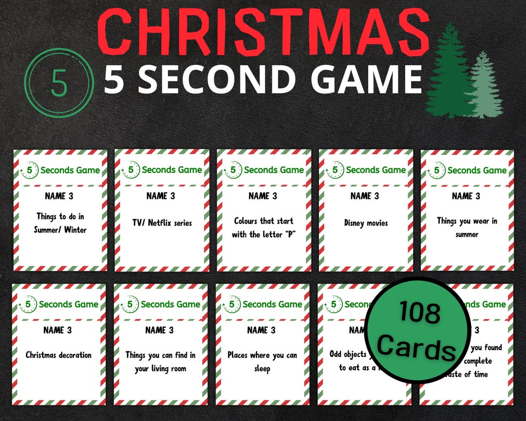 Christmas 5 Second Game,printable Christmas Game,christmas Party Game ...