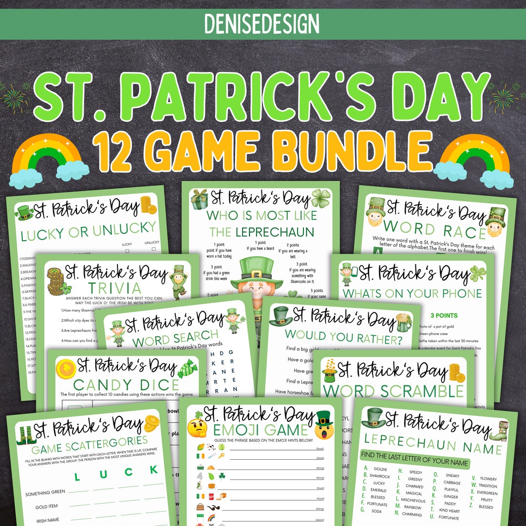 St Patricks Day Printable Games,st Patricks Games Bundle,st Patricks ...