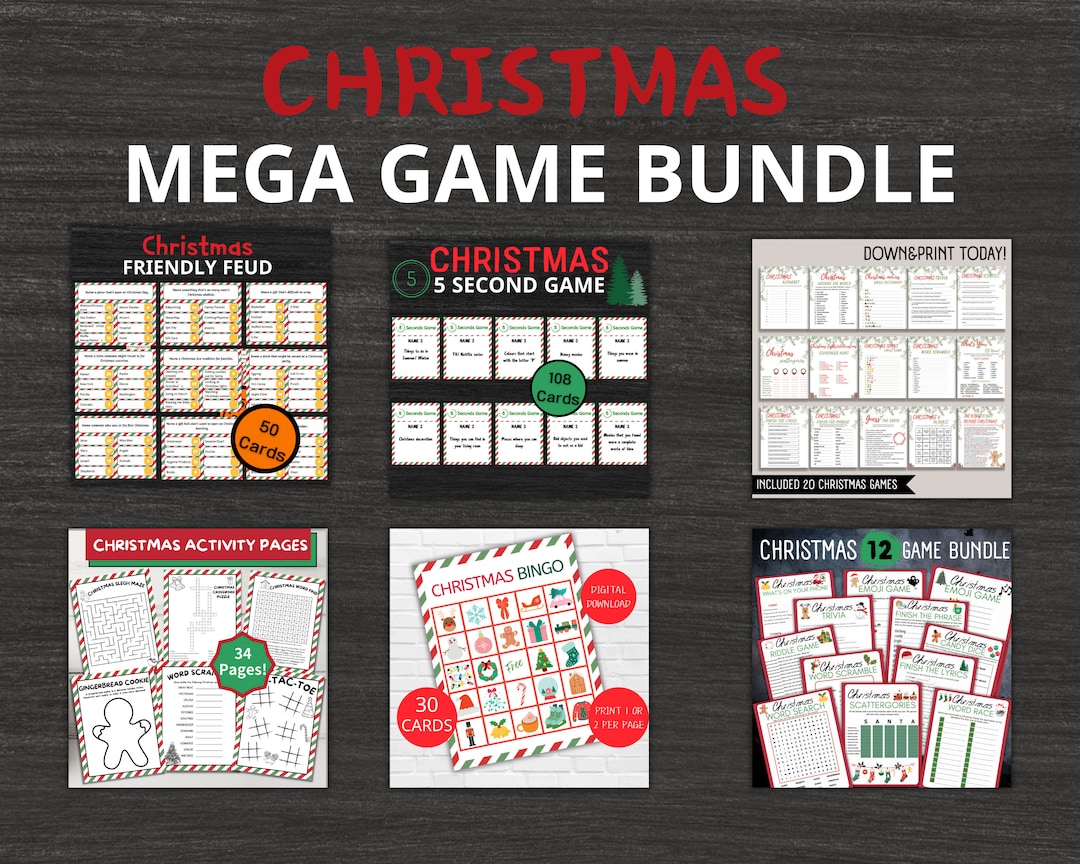 Christmas Mega Game Bundle,printable Christmas Games for Kids and ...