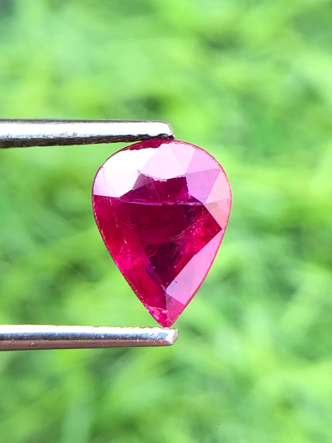Myanmar Ruby Loose Gemstone | 1.00 Cts Pear Faceted Cut Stone | 5X8 MM ...