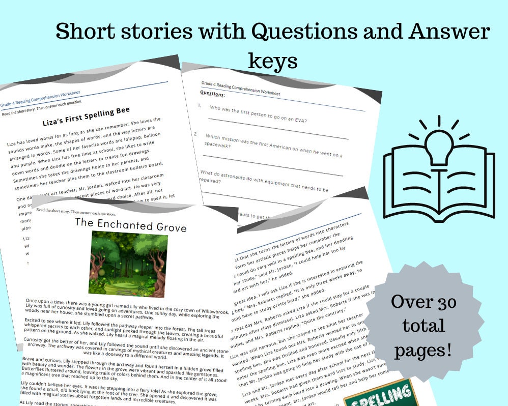 4th Grade Reading Comprehension Worksheets Short Stories Summer Reading ...
