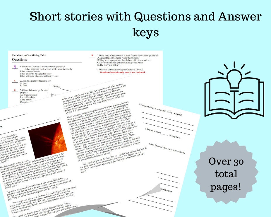 5th Grade Reading Comprehension Worksheets Short Stories Summer Reading ...