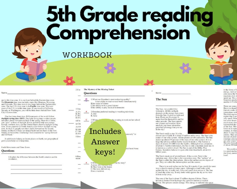 5th Grade Reading Comprehension Worksheets Short Stories Summer Reading ...