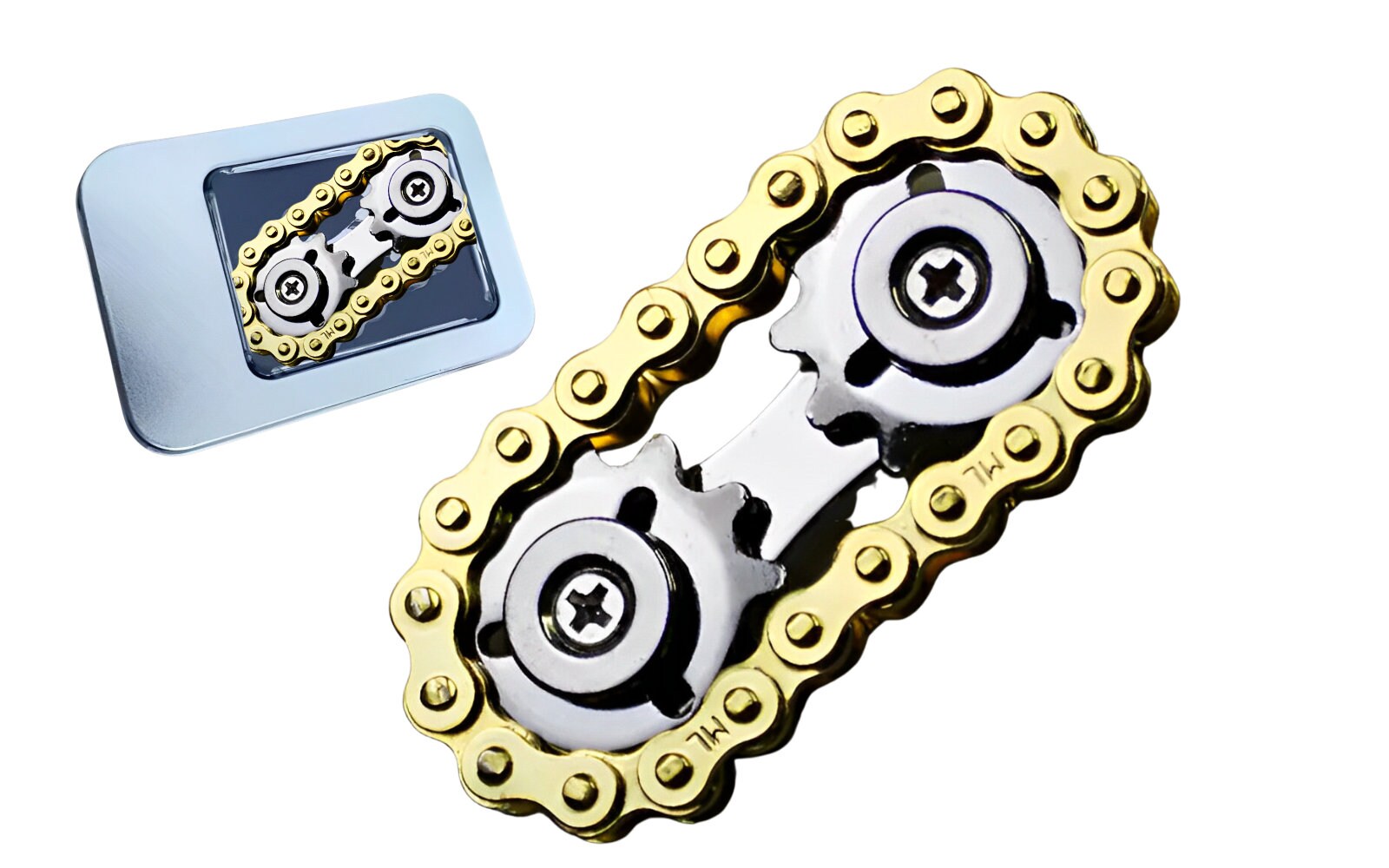 Premium Metal Chain Fidget Spinner Sprocket Anxiety Toy Stress - Etsy