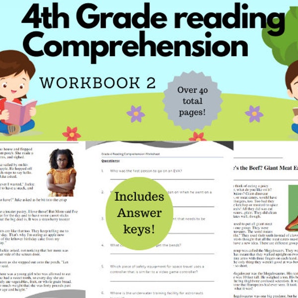 Fourth Grade Reading Worksheets - Etsy