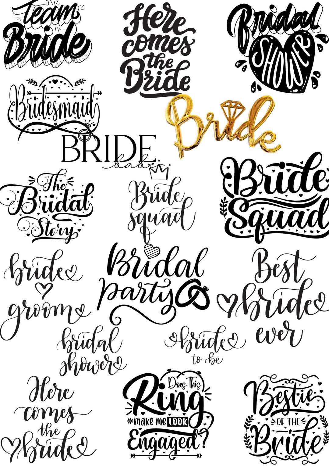 Bridal SVG/ Bridal Fonts/ Bridal Shower Font Bundle/ Bridal Quotes ...