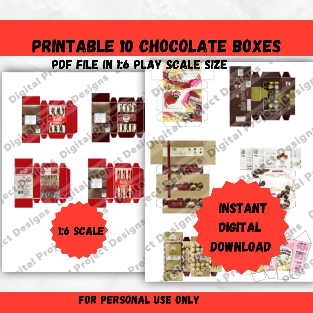 Dollhouse Candy Boxes Printable 1/6 Scale Doll Size Holiday Digital ...