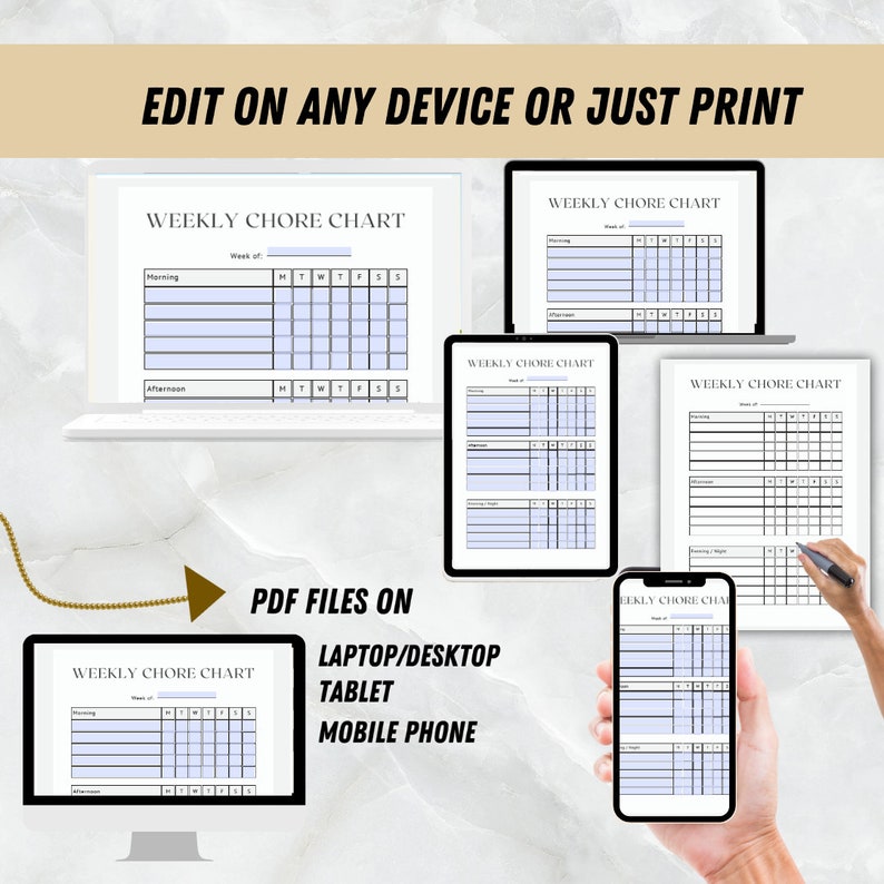 Chore List Chore Checklist Weekly Chore Chart Editable Chore Chart ...
