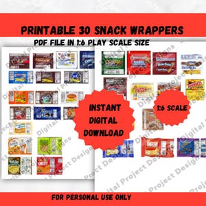 Dollhouse Cookie Bars Printable Digital File Miniature Crackers Candy ...