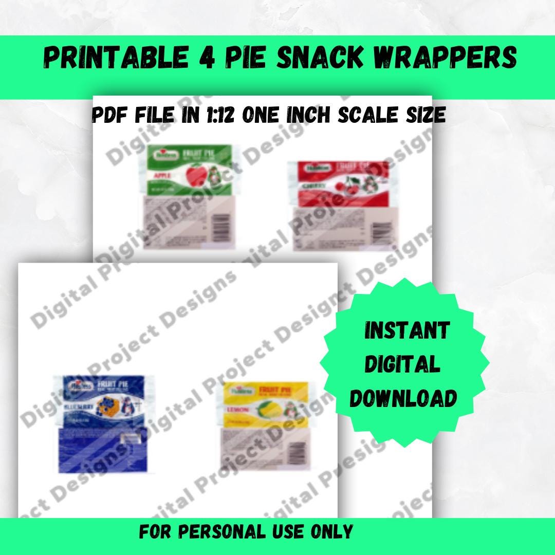 Miniature Pies Printable Digital File 1/12 Scale Doll Mini Dollhouse ...