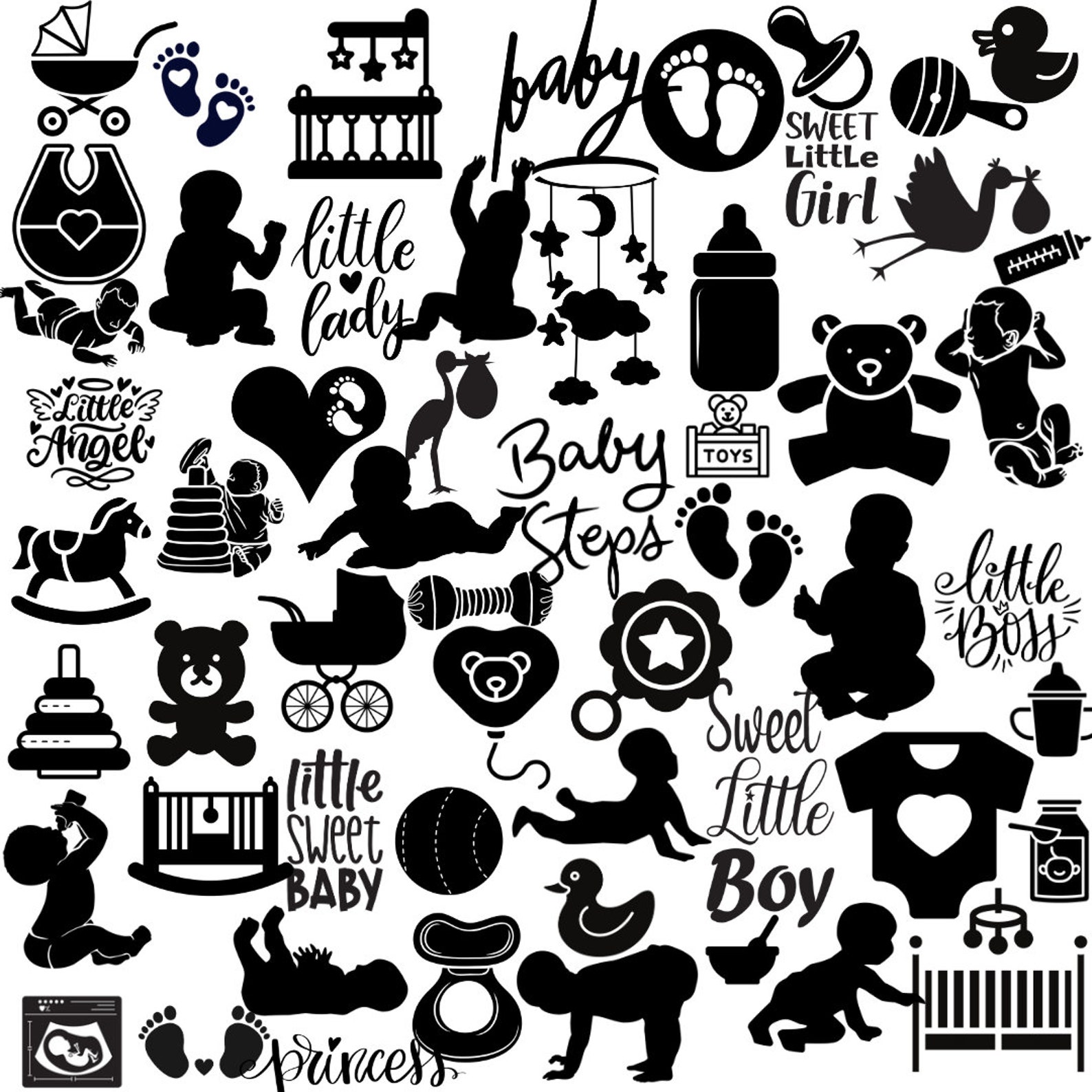 Baby SVG, Baby Fonts, Baby Shower Font Bundle, Baby Quotes, Baby Shirts ...