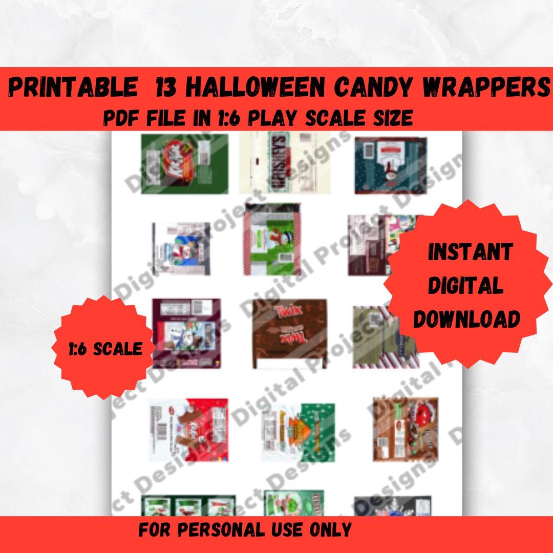 Miniature Halloween Candy Bars Printable Digital File Mini Dollhouse ...