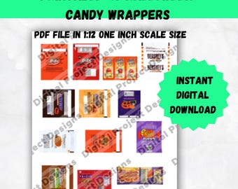 Miniature Candy Bars Printable Holiday Digital File Mini Dollhouse ...