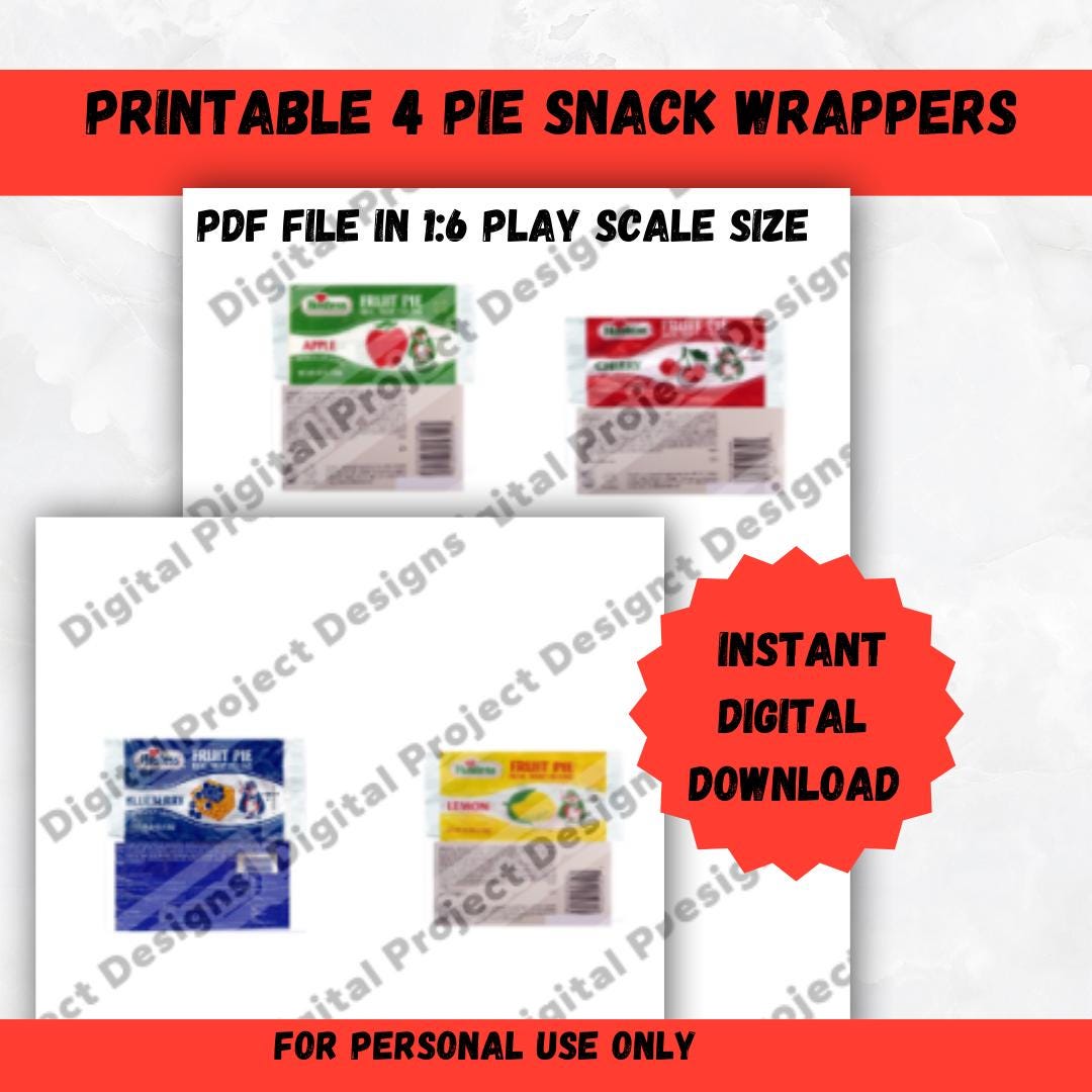 Miniature Pie Snacks Printable Holiday Digital File Mini Dollhouse ...
