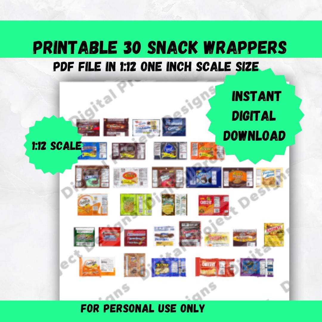 Miniature Doll Cookie Candy Printable 1/12 Scale Doll Size Holiday ...