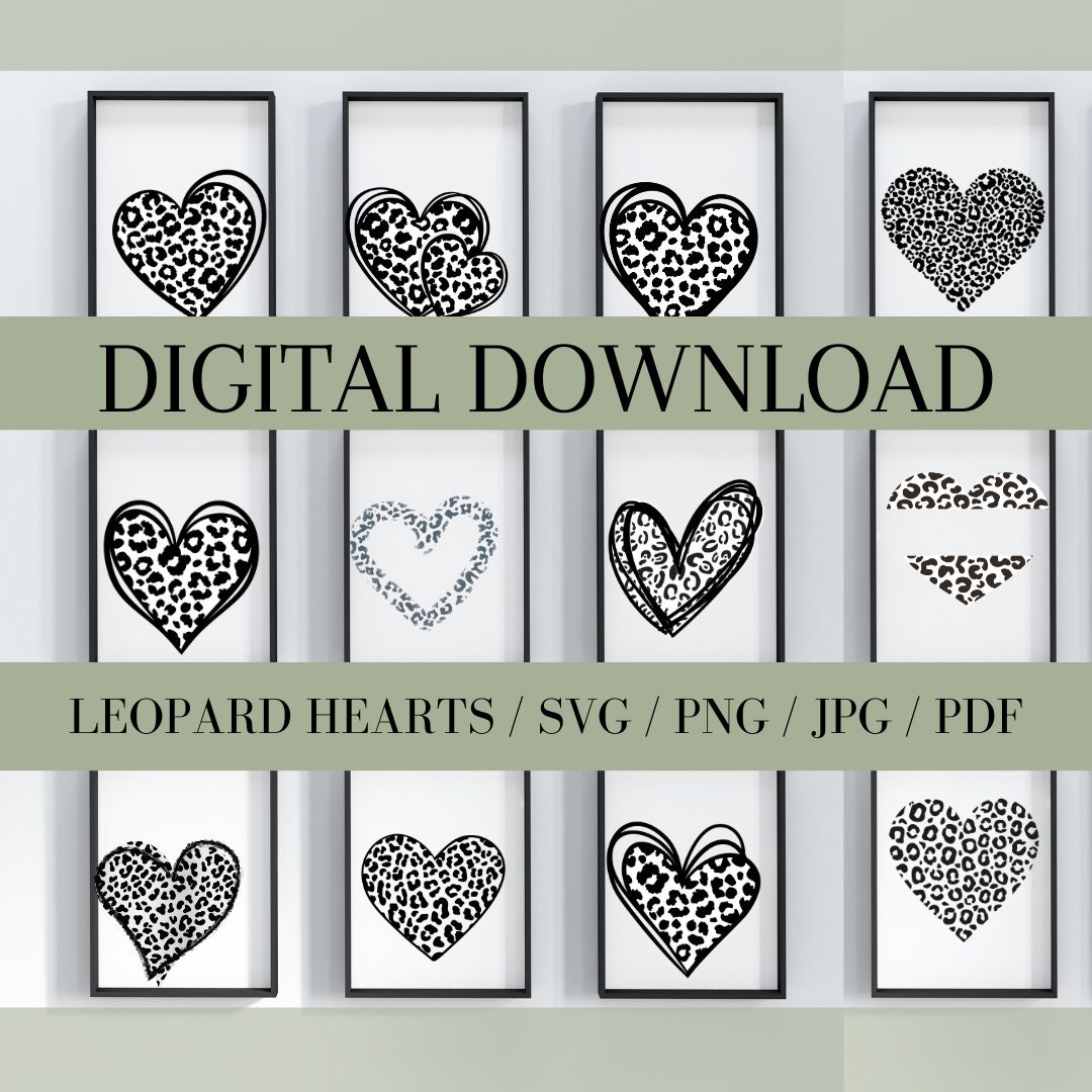 Leopard Heart SVG, Leopard Black & White Hearts, Leopard Shirts Leopard ...