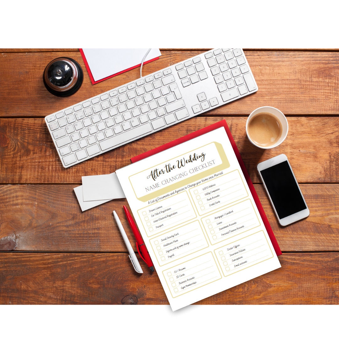 Name Change Template Wedding Day After Checklist Post Wedding Checklist ...