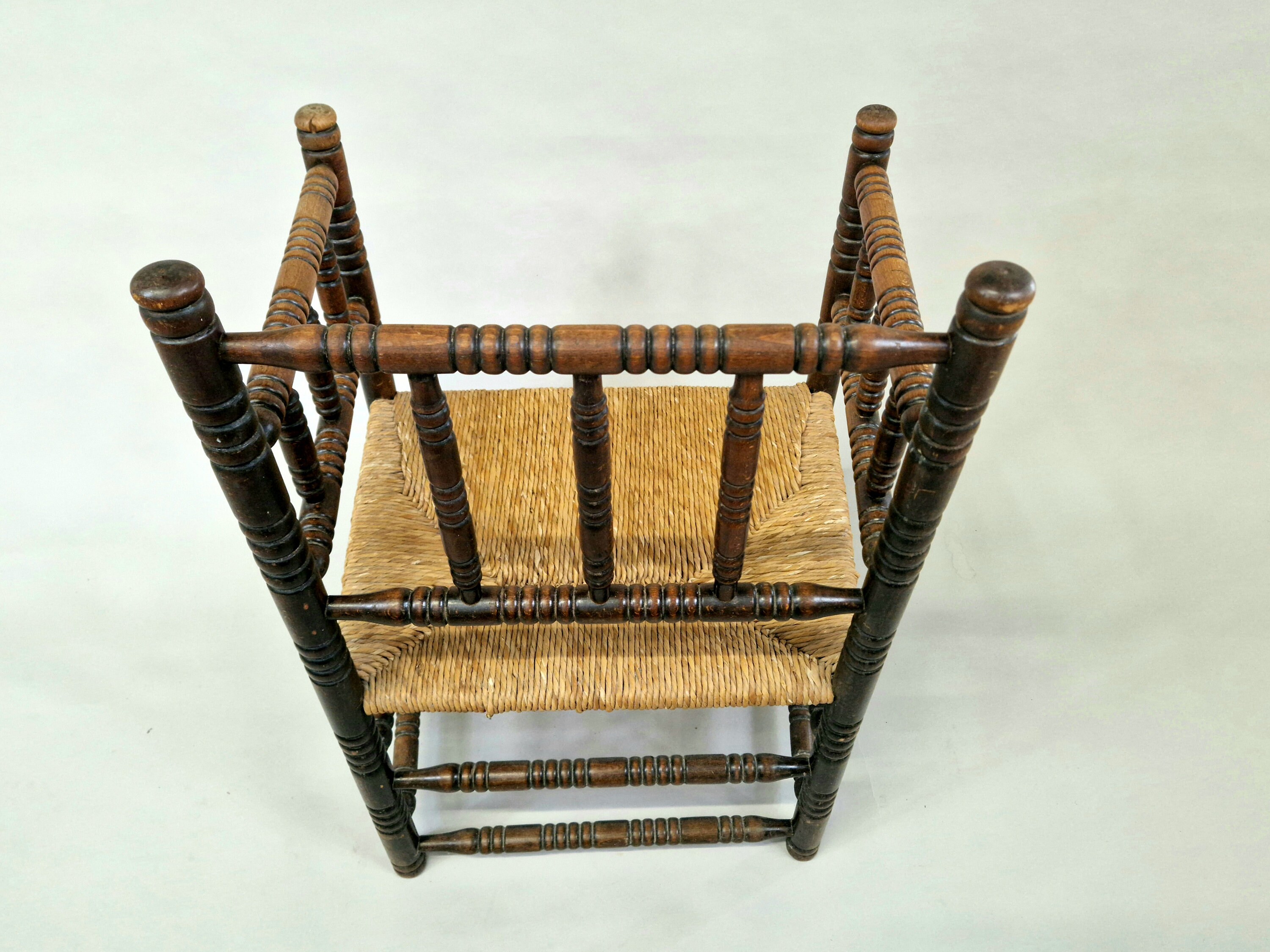 Antique Dutch Corner Chair 1920 Knitting Chair Braided Wicker Seat Oak ...