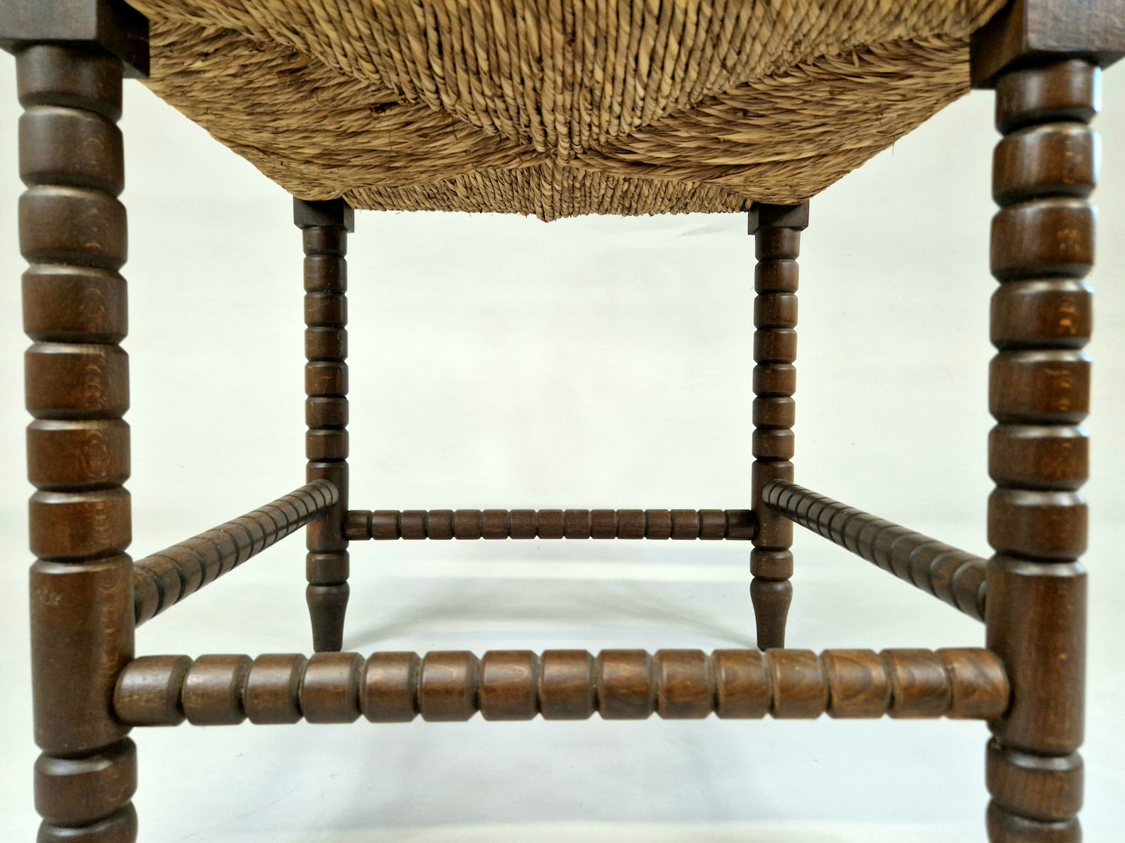 Antique English Bobbin Corner Chair, Bobbin Chair, Rush Seat Chair ...