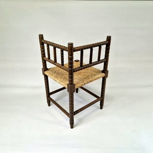 Antique English Bobbin Corner Chair, Bobbin Chair, Rush Seat Chair ...
