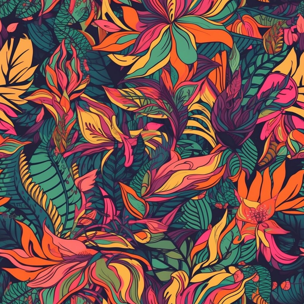 10 Tropical Psychedelic Patterns - Etsy