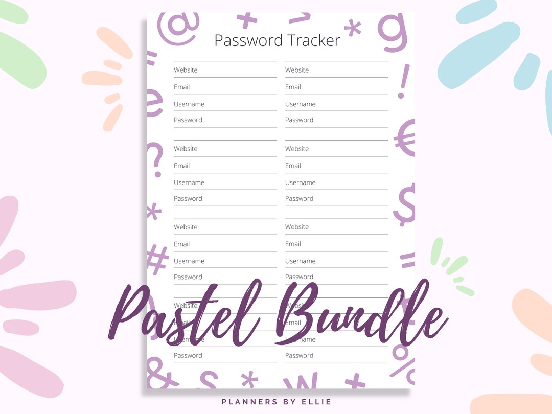 Password Trackers Planner Printable Journal Password Log Instant ...