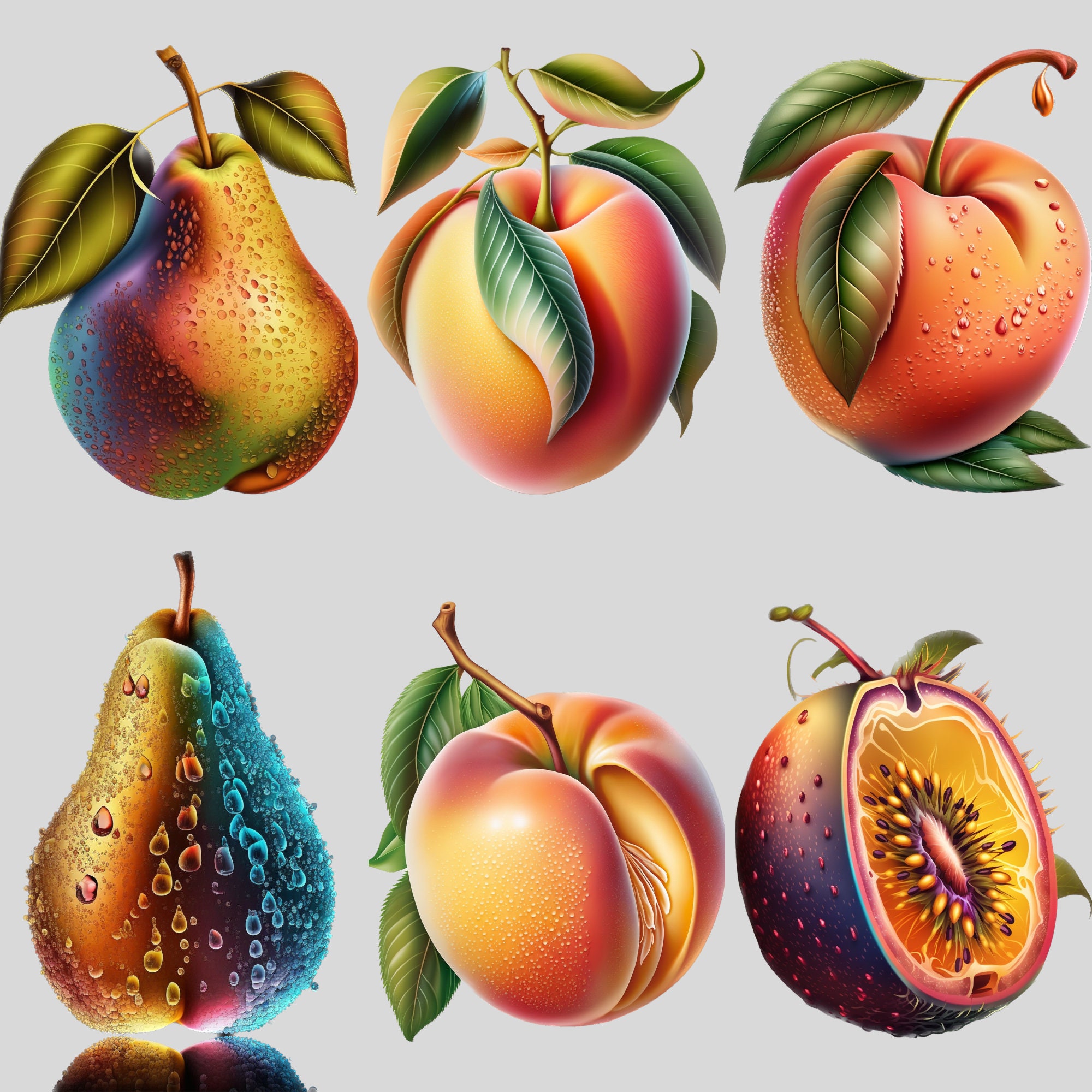 Colorful Fruit Clipart - 25 High-quality Unique Pngs, Digital Download ...
