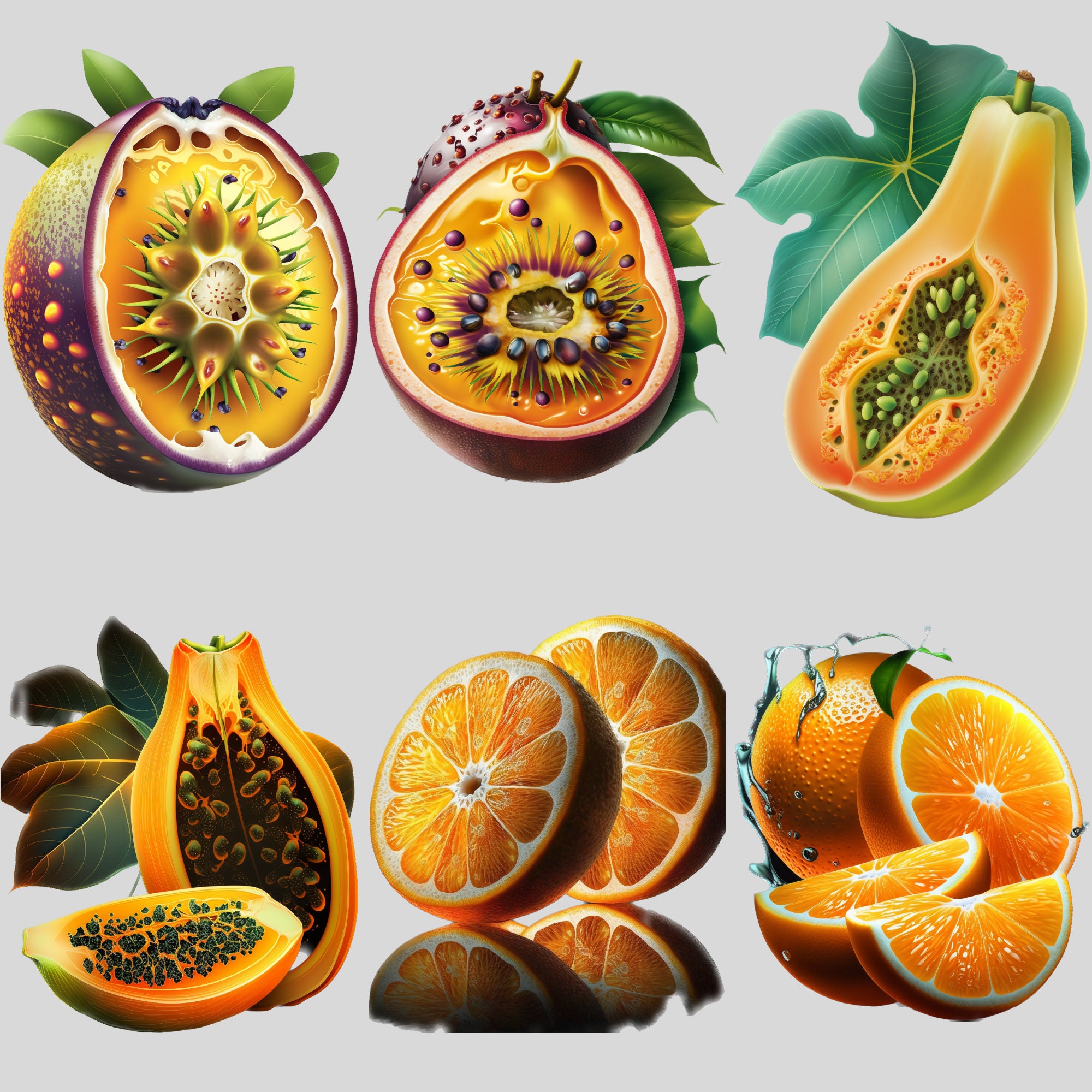 Colorful Fruit Clipart 25 High-quality Unique Pngs Digital - Etsy