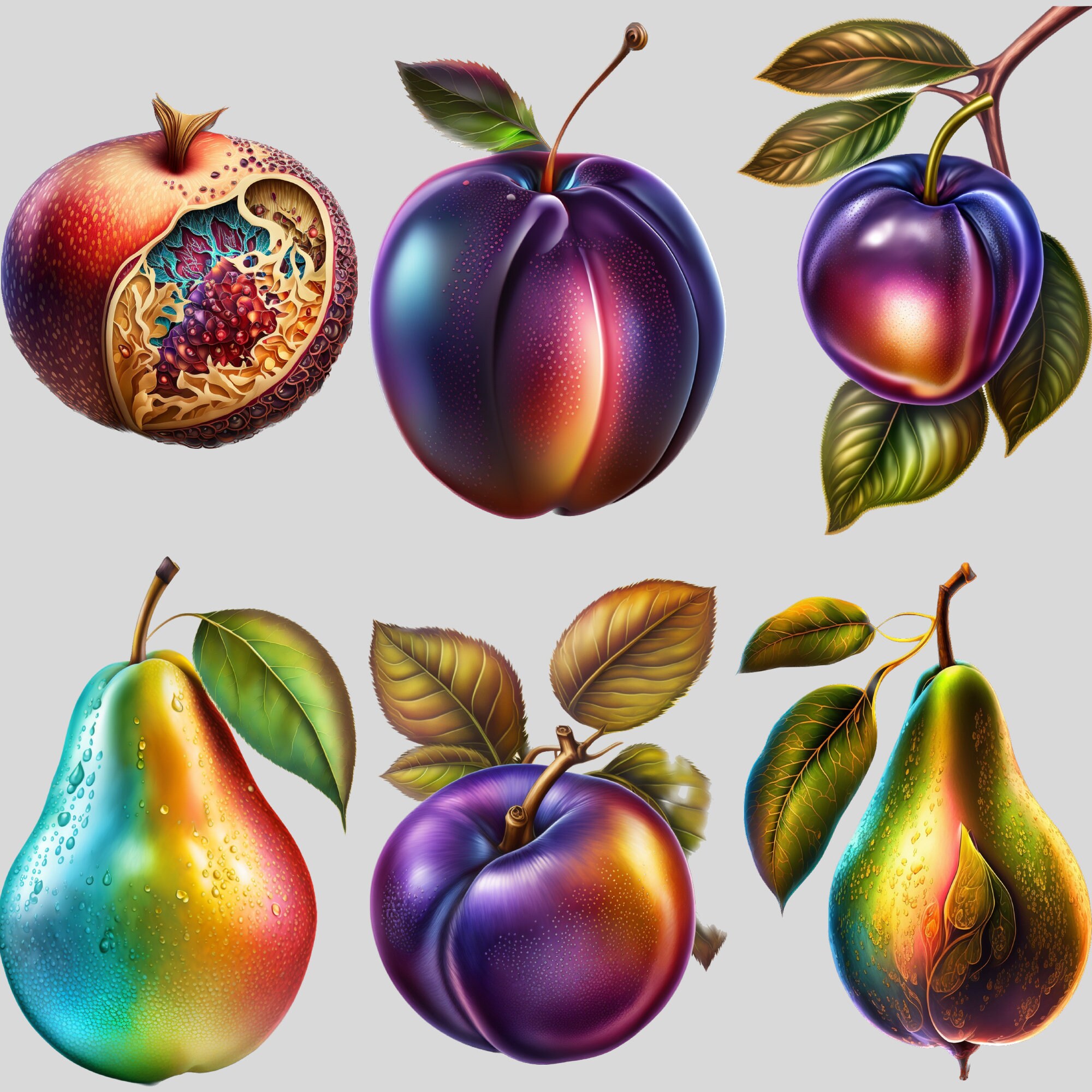 Colorful Fruit Clipart 25 High-quality Unique Pngs Digital - Etsy