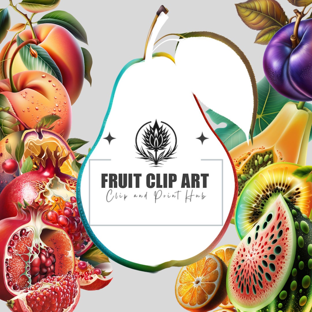 Colorful Fruit Clipart - 25 High-quality Unique Pngs, Digital Download ...