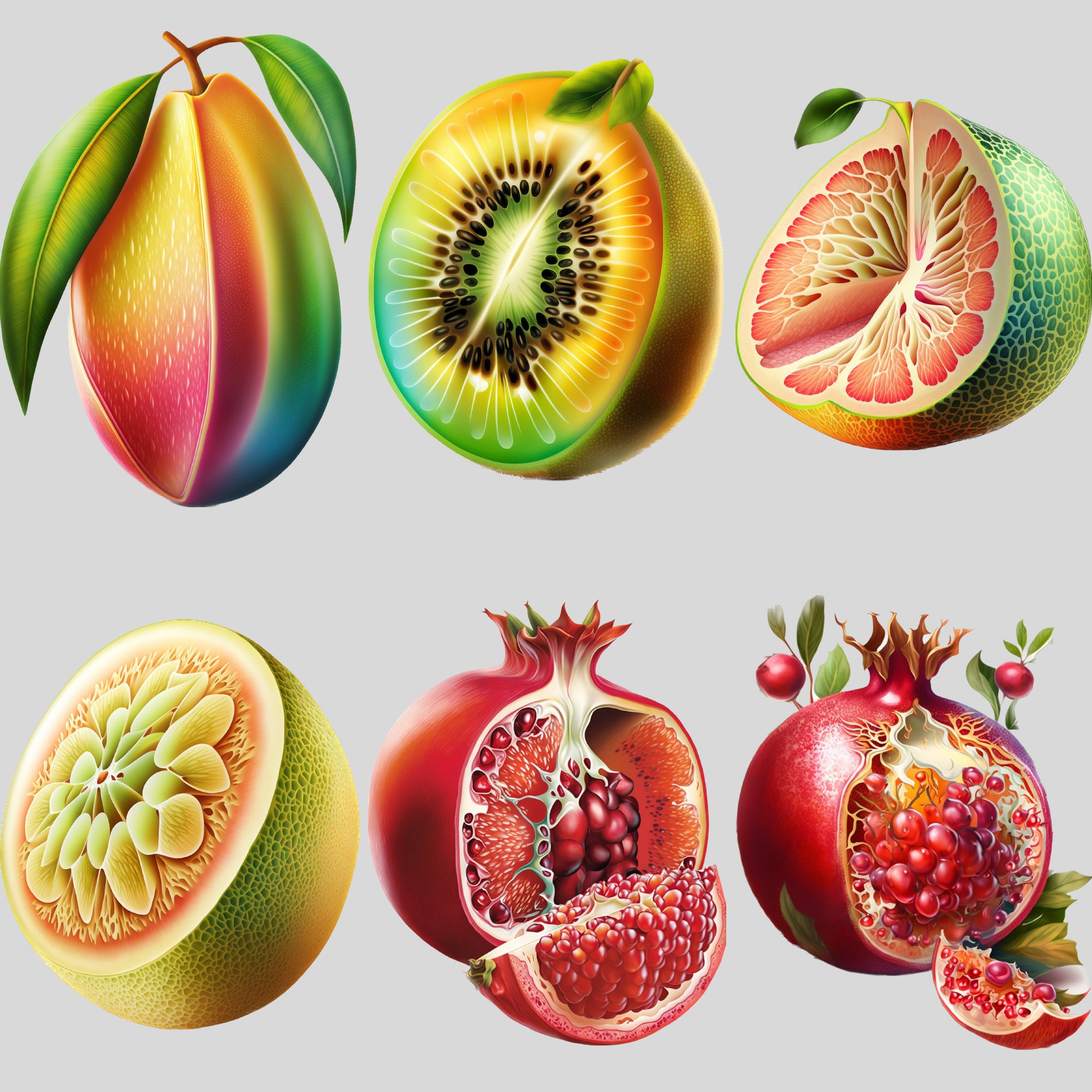 Colorful Fruit Clipart 25 High-quality Unique Pngs Digital - Etsy