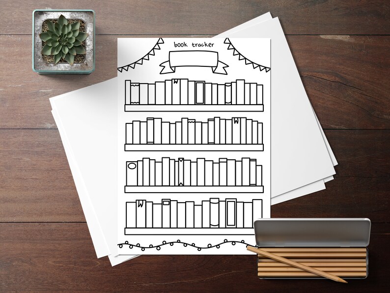 Book Tracker Printable, Reading Tracker Printable, Bookshelf Reading ...