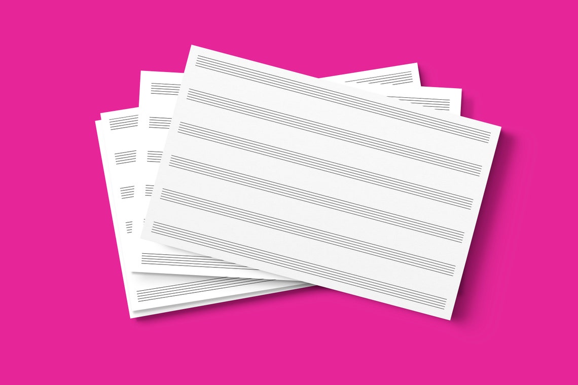Printable Horizontal Sheet Music for Letter/a4 - Blank Horizontal Sheet ...