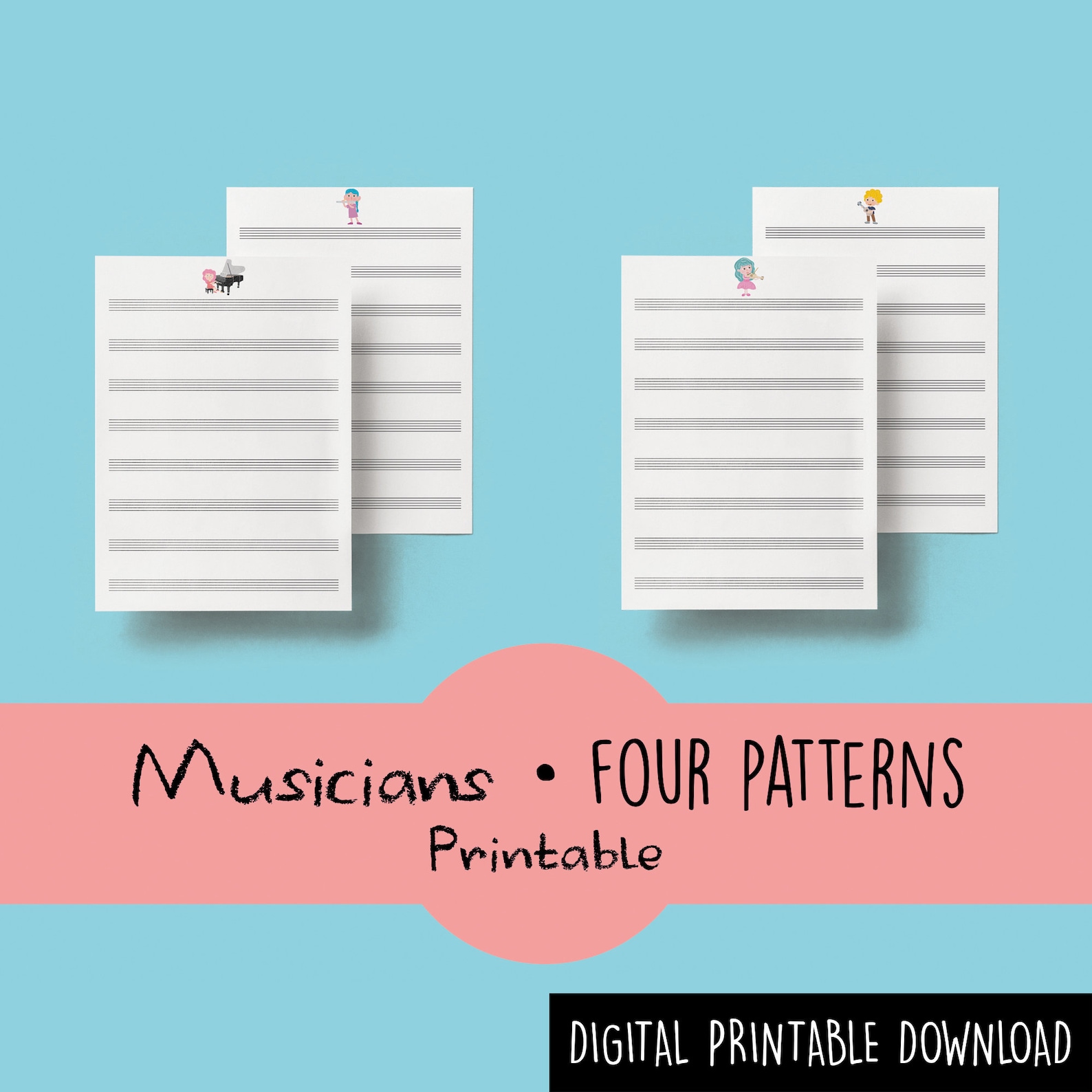 Printable Sheet Music for Letter/a4. Blank Sheet Music Printable. Blank ...